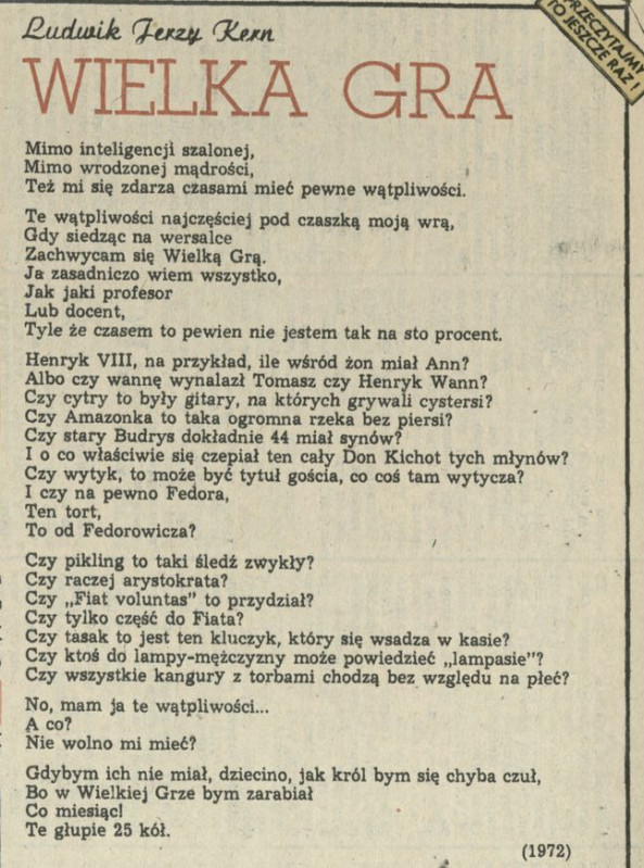 Wielka gra (22 marca 1987) - Archiwum - Kwartalnik Przekrój