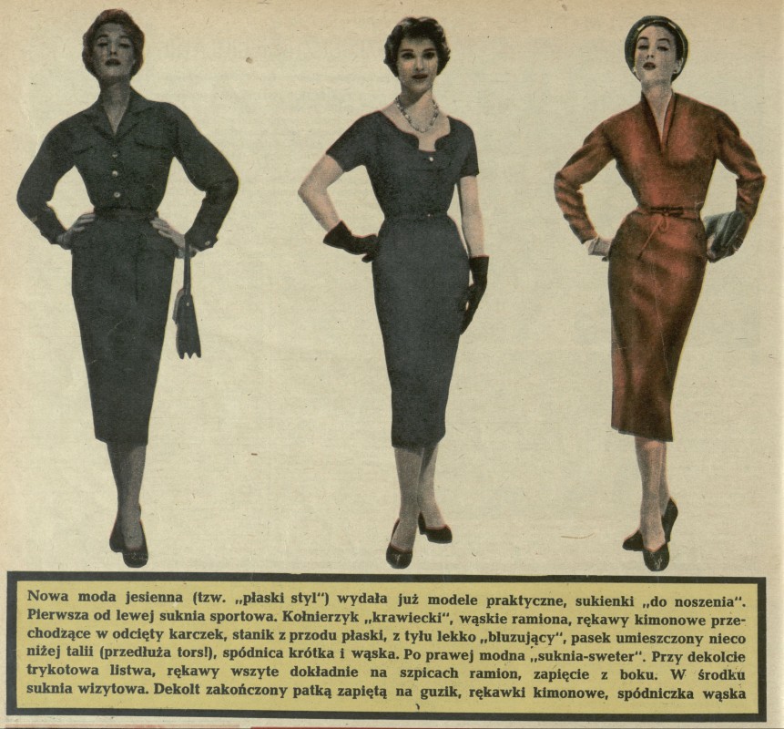 Nowa moda jesienna tzw. "płaski styl" (24 October 1954) - Archiwum ...